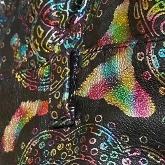 Unbranded | Jackets & Coats | Vintage Rainbow Foil Embossed Black ...